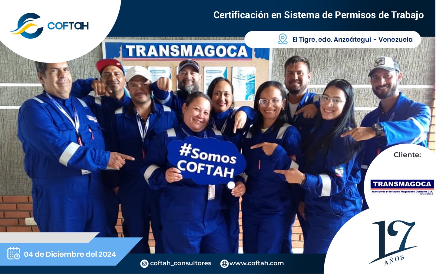 Certificación En Sistema De Permisos De Trabajo En TRANSMAGOCA - COFTAH Certificación En Sistema De Permisos De Trabajo En TRANSMAGOCA - COFTAH